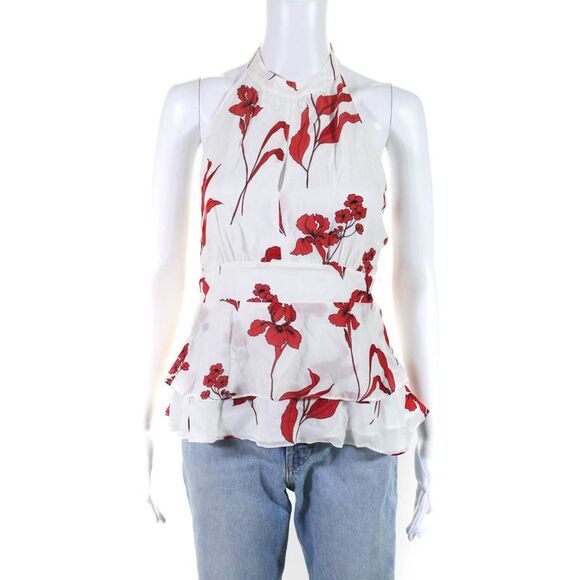 Parker | Tops | Parker Womens Silk Floral Print Cut Out Tiered Halter ...